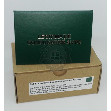 Set 12 Legitimatii conducator auto agreate ARR, Verde, 7x10cm