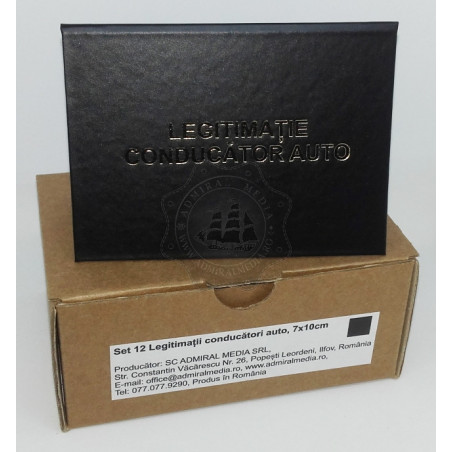 Set 12 Legitimatii conducator auto agreate ARR, Negru, 7x10cm