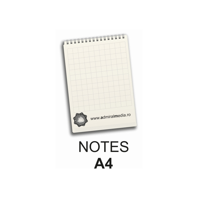 Notesuri, bloc notes personalizate A4, 50 file, spira