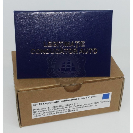 Set 12 Legitimatii conducator auto agreate ARR, Albastru, 7x10cm