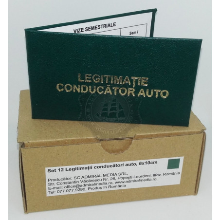 Set 12 Legitimatii conducator auto agreate ARR 2026, Verde, 6x10cm